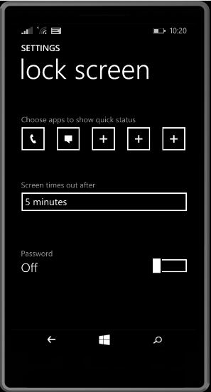 låsskärm settings lock screen screen times out after – Windows 10 Phone